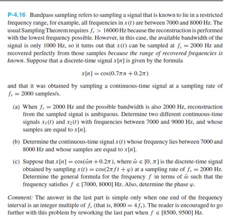 Solved P 416 Bandpass Sampling Refers To Sampling A Signal