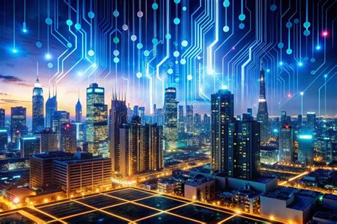 Immersive Double Exposure A Futuristic Digital Landscape Blending Binary Code Circuit Boards And