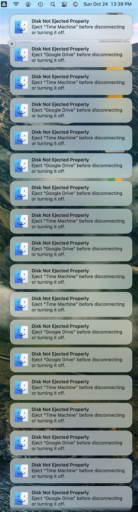 Disk Not Ejected Properly Spammed Since 1201 Update Rmacosbeta