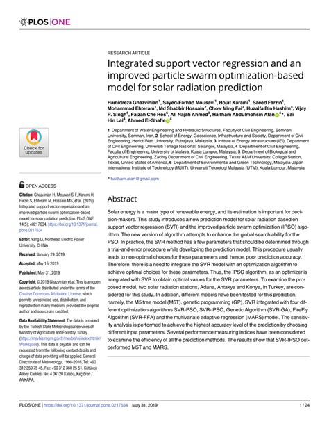 Pdf Integrated Support Vector Regression And An Improved Particle
