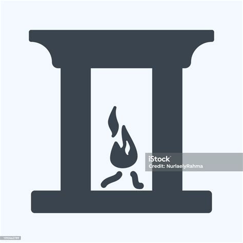 아이콘 벽난로 홈 기호에 적합합니다 글리프 스타일 편집 가능한 간단한 디자인 디자인 템플릿 벡터 간단한 기호 그림 가구에 대한