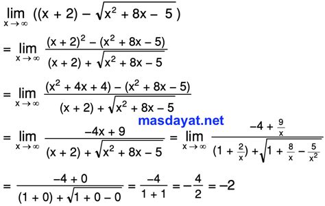 Lim X→∞ X 2 √x2 8x 5 Mas Dayat