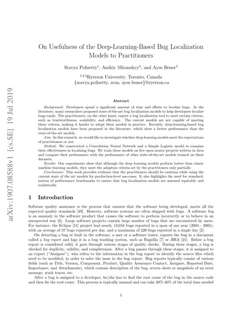 Pdf On Usefulness Of The Deep Learning Based Bug Localization Models