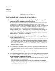 Understanding Lab Notebook Entries For PH And Buffers Experiment Course Hero