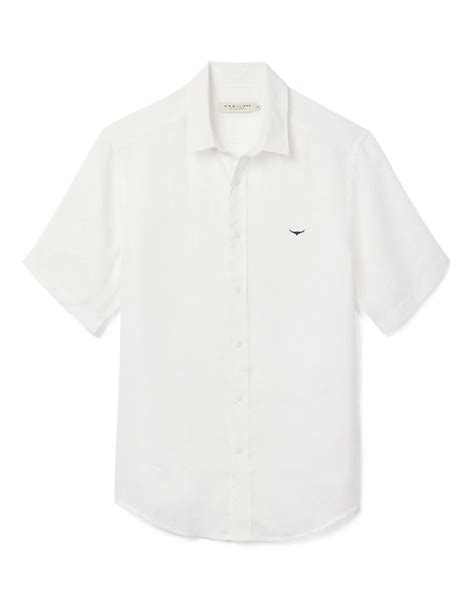 Rmwilliams Newman Linen Short Sleeve Shirt White Myer