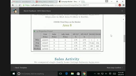 Editing Tables In Mailchimp Youtube