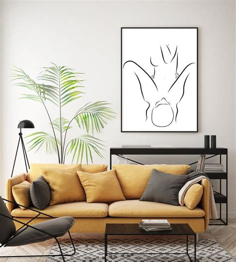 Oral Sex Erotic Line Art Abstract Couple Sex Print Minimalist Naked Lovemaking Sensual Drawing