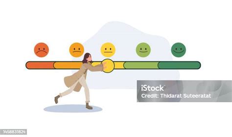 평가 만족도 개념입니다 여자는 감정의 형태로 피드백을주고 있습니다 평면 벡터 그림 감정에 대한 스톡 벡터 아트 및 기타 이미지 감정 개념 개념과 주제 Istock