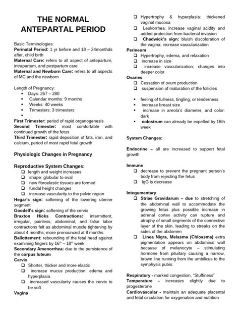 The Normal Antepartal Period Pdf