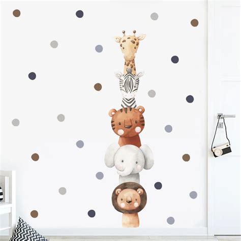 Cute Bear Zebra Giraffe Height Measurement Chart Wall Sticker Removabl