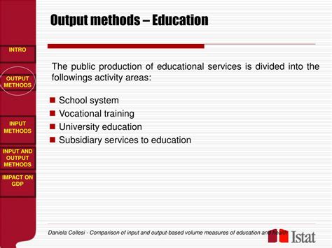 Ppt Comparison Of Input And Output Based Volume Measures Of Education