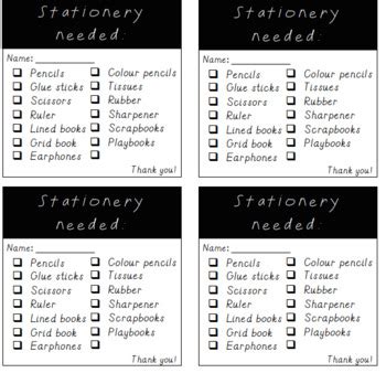 Stationery Notes Post It Size FREEBIE By Teaching In QLD TPT