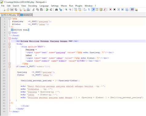 Menghitung Keliling Persegi Panjang Menggunakan Php ~ Fadillaharis