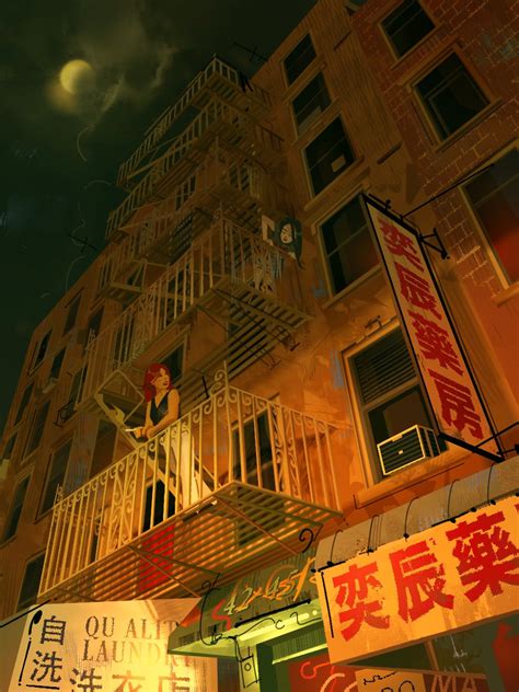 Yingshiart Original Highres Girl Air Conditioner Architecture Building City Cloud From