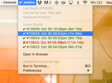 Jenkins Build Status In Your MacOS Menu Bar