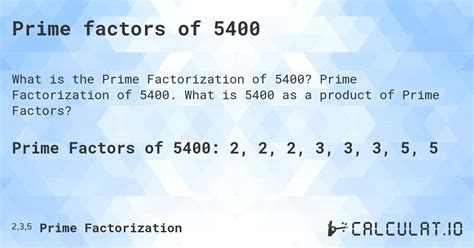 Prime Factors Of 5400 Calculatio