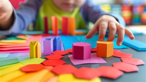 Educational Sorting Games With Colored Paper Stock Illustration