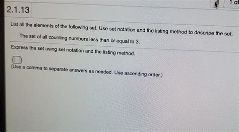 solved 1 of 2 1 13 list all the elements of the following