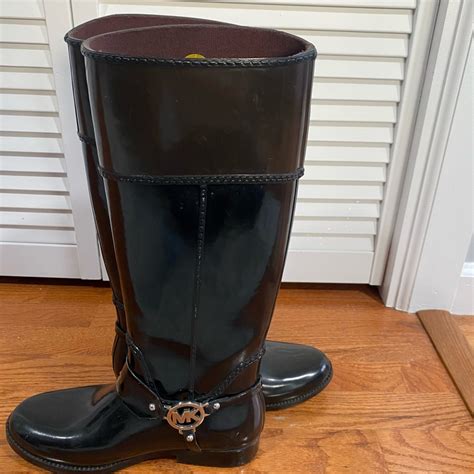 Michael Kors Womens Rain Tall Rubber Boots Size Gem