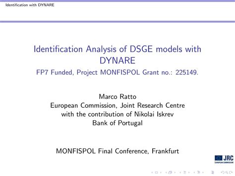 Identification Analysis Of Dsge Models With Dynare Presentation