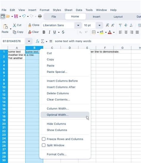 Autofit Columns And Rows In Libreoffice And Openoffice