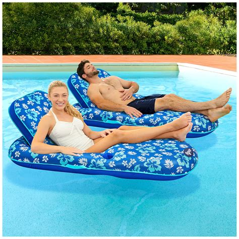2 Packs Inflatable Pool Lounge Chairs Blue Champagne 2 Pack Inflatable