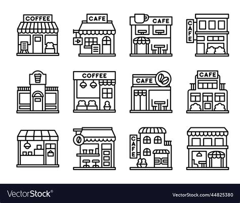 Coffee Shop Line Icon Set 5 Royalty Free Vector Image