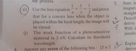 I Use The Lens Equation 41 11 F1 And Prove That For A Convex Lens W