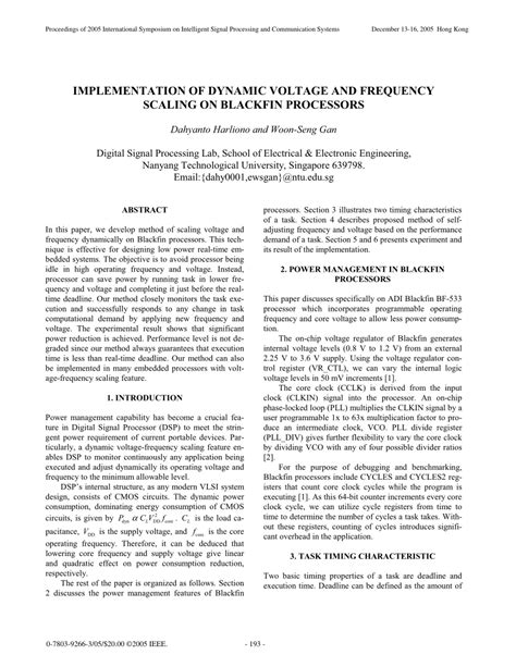 pdf implementation of dynamic voltage and frequency scaling on blackfin processors