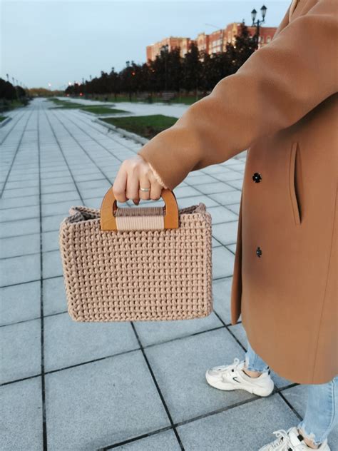 Вязаная сумка из полиэфирного шнура Crochet Handbags Crochet Bag Pattern Tote Crochet Bag