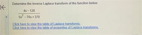 Solved Determine The Inverse Laplace Transform Of The Chegg