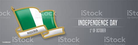 나이지리아 해피 인디펜던스 데이 인사말 카드 배너 벡터 일러스트 1에 대한 스톡 벡터 아트 및 기타 이미지 1 3차원 형태 공휴일 Istock