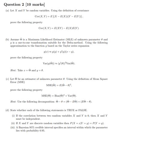 Solved A Let X And Y Be Random Variables Using The