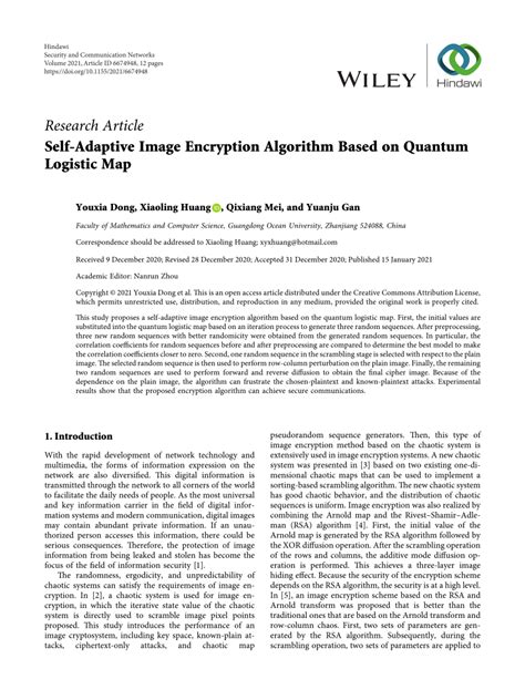 Pdf Self Adaptive Image Encryption Algorithm Based On Quantum