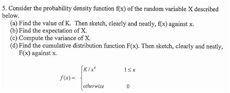 Solved Consider The Probability Density Function F X Of The Chegg