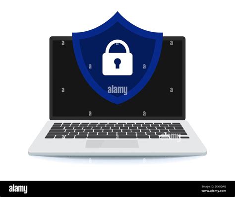 Data Protection Concept On Laptop Shield With A Lock On The Computer Laptop And Shield Icon
