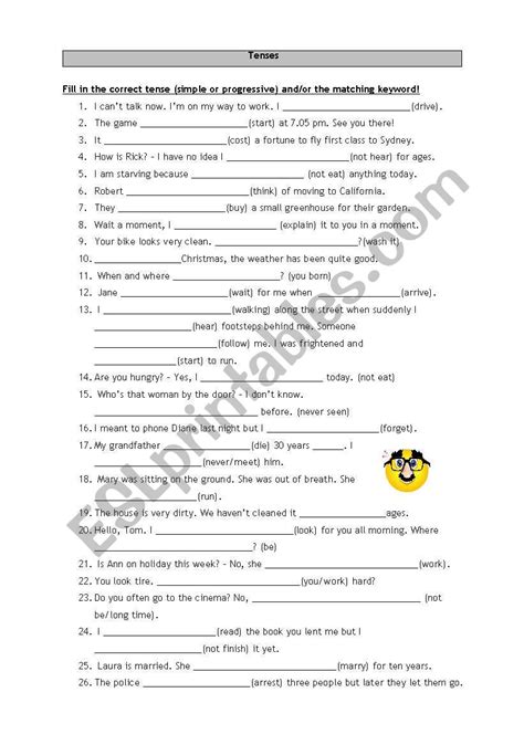 Mixed Tenses Esl Worksheet By Kunstturnen