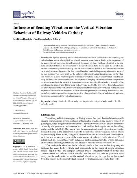 Pdf Influence Of Bending Vibration On The Vertical Vibration Behaviour Of Railway Vehicles Carbody