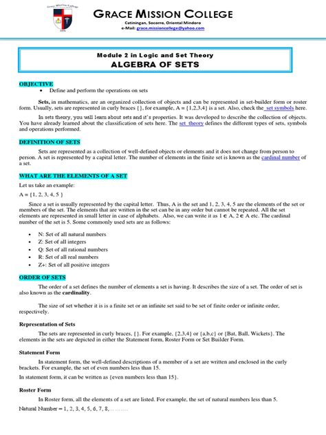 Logic And Set Theory Module 2 Pdf Set Mathematics Numbers