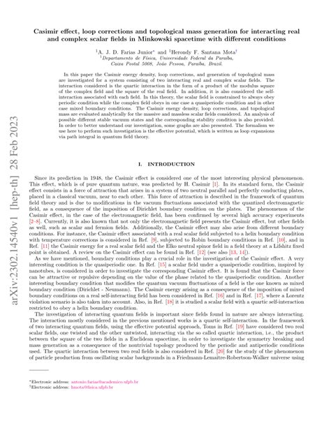 Pdf Casimir Effect Loop Corrections And Topological Mass Generation For Interacting Real And
