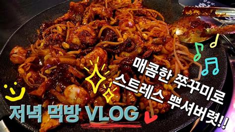 【힐링 Vlog】‼️오늘받은 스트레스는 매운걸로 풀자‼️스트레스 날릴 쭈꾸미 드루와🤜쭈꾸미 먹방🐙 화리화리 쭈꾸미 좋아요 댓글 구독🤗 Youtube
