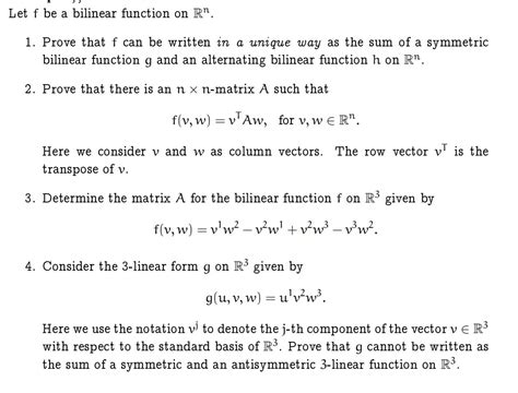 Solved Let F Be A Bilinear Function On R” 1 Prove That F