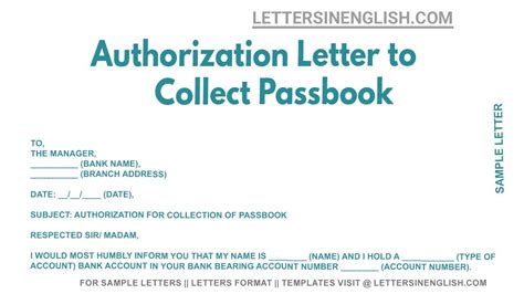 Authorization Letter To Collect Passbook Sample Of Authorization Letter For Passbook
