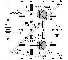 Discrete Active Virtual Ground Electronic Circuit Diagram