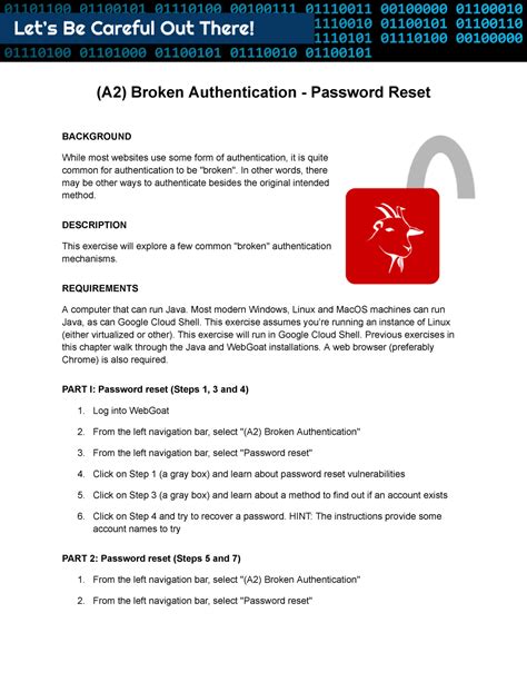 Csc Lab A Broken Authentication Password Reset A