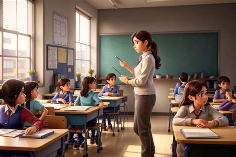 Premium Ai Image Teacher Teaching Students In Classroom