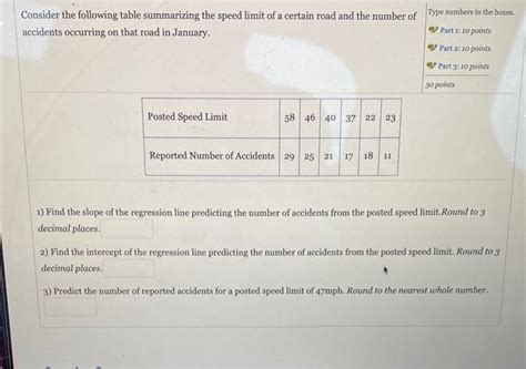 Solved Consider The Following Table Summarizing The Speed