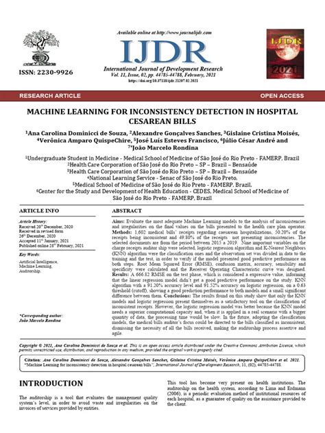 2021 Machine Learning For Inconsistency Detection In Hospital Pdf