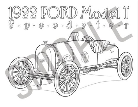 1922 Ford Model T Speedster Adult Coloring Book Printable Coloring Pages Coloring Book Adults