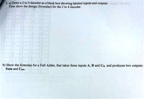 3a Draw A 2 To 4 Decoder As A Black Box Showing Labeled Inputs And